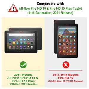 Fintie Silicone Case for All-New Fire HD 10 and Fire HD 10 Plus Tablet (Only compatible with 11th Generation 2021 Release) - [Honey Comb] Light Weight Shock Proof Back Cover, Black