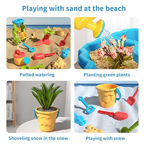 TEMI 4-in-1 Sand Water Table, 32PCS Sandbox Table Kids Activity Sensory Play Table Summer Outdoor Toys for Toddler Boys Girls