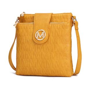 MKF Crossbody Bags for Women – Cross body Strap, Messenger Purse – PU Leather Handbag, Womens Fashion Pocketbook Mustard