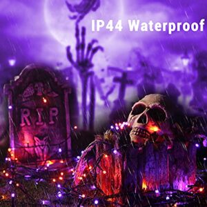 Brizled Purple & Orange Halloween Lights, 95.14ft 240 LED Halloween String Lights Connectable with Timer, 8 Modes Outdoor Halloween Lights, Plugin Mini Lights Waterproof for Outside Spooky Decoration