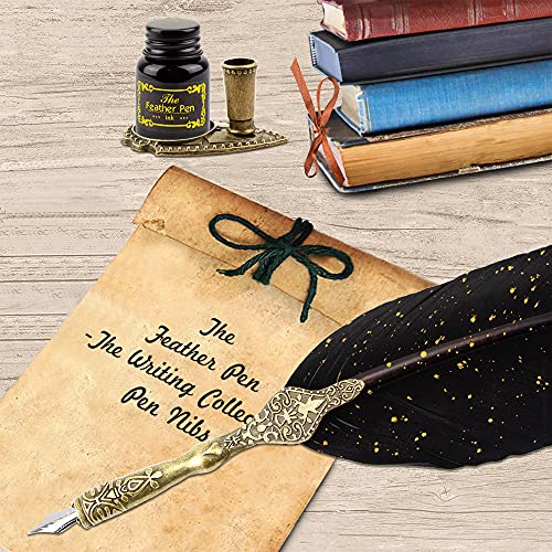 Trustela Calligraphy Pen Set, Feather Pen, Calligraphy Pen Set, Quill And Ink Set, Calligraphy Set For Beginners, Feather Pen And Ink Set, Quill Pen And Ink Set, Quill Pen (BlackFeather)