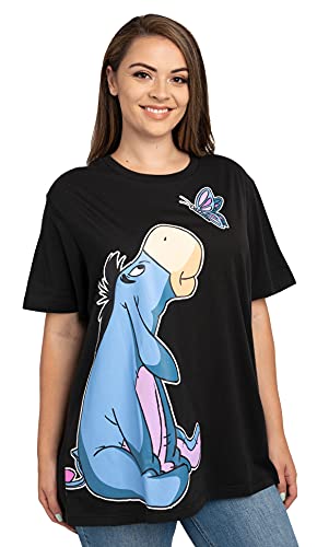 Disney Plus Size Womens T-Shirt Eeyore Butterfly Side Print (Black, 5X)