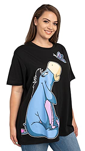 Disney Plus Size Womens T-Shirt Eeyore Butterfly Side Print (Black, 5X)