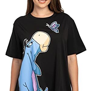 Disney Plus Size Womens T-Shirt Eeyore Butterfly Side Print (Black, 5X)