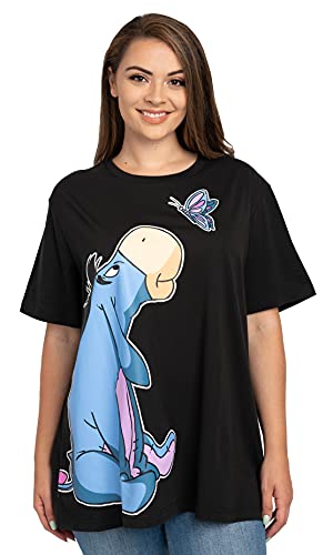 Disney Plus Size Womens T-Shirt Eeyore Butterfly Side Print (Black, 5X)