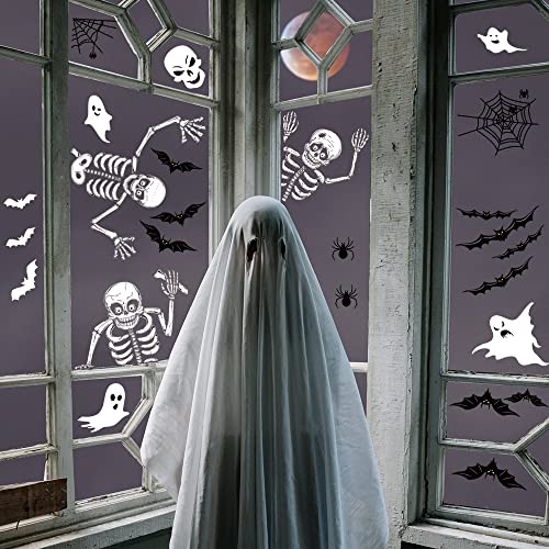 140PCS Halloween Window Clings Decor for Halloween Decorations, Double Side Halloween Window Stickers Removable Glass Decals for Halloween Party Decorations