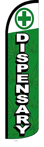 Dispensary Windless Flag Pack (green) of 2 (Mount and Poles are Not Included)