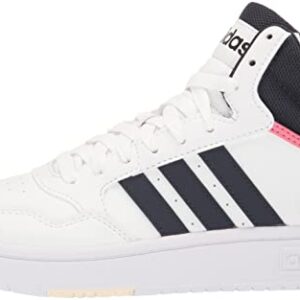 adidas Women's Hoops 3.0 Mid Basketball Shoe, White/Legend Ink/Rose Tone, 9