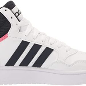 adidas Women's Hoops 3.0 Mid Basketball Shoe, White/Legend Ink/Rose Tone, 9