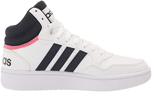 adidas Women's Hoops 3.0 Mid Basketball Shoe, White/Legend Ink/Rose Tone, 9