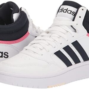 adidas Women's Hoops 3.0 Mid Basketball Shoe, White/Legend Ink/Rose Tone, 9