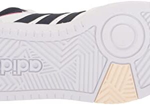 adidas Women's Hoops 3.0 Mid Basketball Shoe, White/Legend Ink/Rose Tone, 9