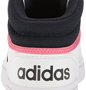 adidas Women's Hoops 3.0 Mid Basketball Shoe, White/Legend Ink/Rose Tone, 9