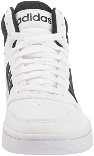 adidas Women's Hoops 3.0 Mid Basketball Shoe, White/Legend Ink/Rose Tone, 9