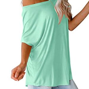 T Shirts Women Short Sleeve Casual Summer Tops Oversized Green L