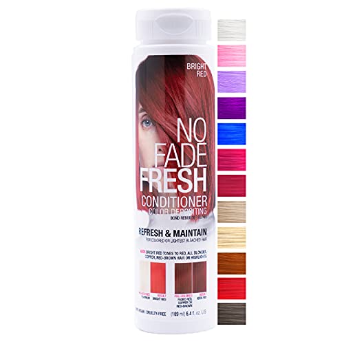 No Fade Fresh Bright Red Hair Color Depositing Conditioner with BondHeal Bond Rebuilder - Maintain & Refresh Bright Red Color, Deep Conditioner Hair Mask - Sulfate, Paraben & Ammonia Free 6.4 oz