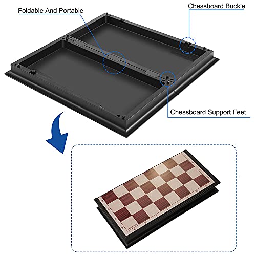 MUKAYIMO Mini Chess Board, 7.08" x 7.08" Folding Chess Set with Magnetic Pieces, Travel Chess Set, Board Game for Kids and Family. (Small Size)