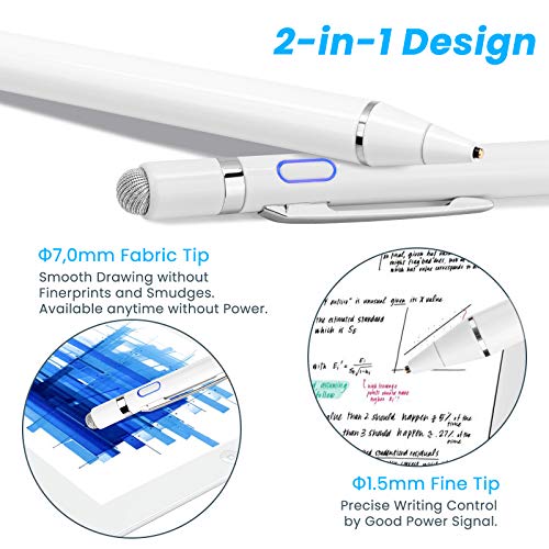 Stylus Pen for Amazon Fire HD 8 Plus Pencil, EDIVIA Active Stylus Pen with 1.5mm Ultra Fine Metal Tip Pencil Stylus for Amazon Fire HD 8 Plus Drawing and Sketching Pen,White