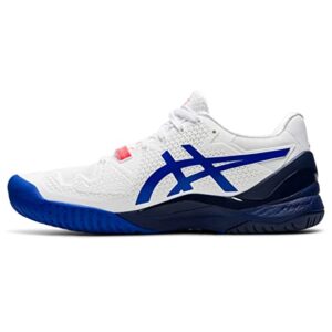 asics women's gel-resolution 8 tennis shoes, 7.5, white/lapis lazuli blue