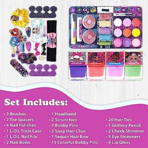 L.O.L Surprise! Townley Girl Train Case Cosmetic Makeup Set Includes Lip Gloss, Eye Shimmer, Nail Polish, Hair Accessories & More! for Kids Girls, Ages 3+ Perfect for Parties, Sleepovers & Makeovers