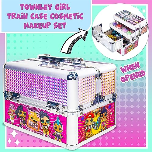 L.O.L Surprise! Townley Girl Train Case Cosmetic Makeup Set Includes Lip Gloss, Eye Shimmer, Nail Polish, Hair Accessories & More! for Kids Girls, Ages 3+ Perfect for Parties, Sleepovers & Makeovers