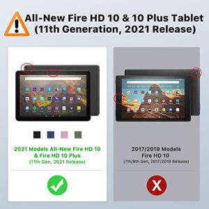 MoKo Case Fits All-New Kindle Fire HD 10 & 10 Plus Tablet (11th Generation, 2021 Release) 10.1", Full Body Rugged Hands-Free Viewing Stand Back Cover with Screen Protector, Black