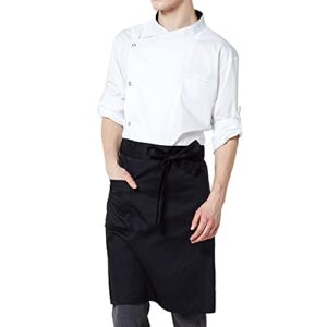 BE THE CHEF 2Pack 1 Pocket 4-Color Waist Apron for Chef, Restaurant, Pub, Cafe, Waiter, Waitress, Server (Black)