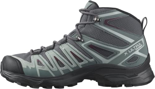 Salomon X Ultra Pioneer MID CLIMASALOMON Waterproof Hiking Boots for Women Trail Running Shoe, Ebony/Stormy Weather/Wine Tasting, 7.5