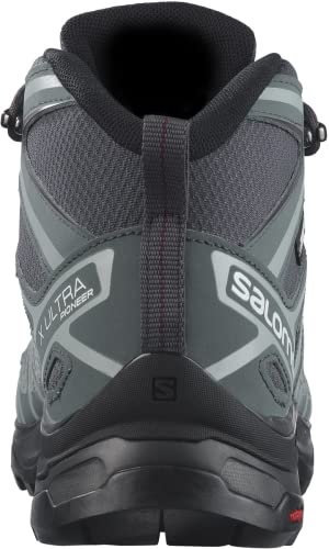 Salomon X Ultra Pioneer MID CLIMASALOMON Waterproof Hiking Boots for Women Trail Running Shoe, Ebony/Stormy Weather/Wine Tasting, 7.5