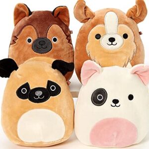 Squishmallow Official Kellytoy Mystery 4 Pack ~ 8 inch, 5 inch, 3.5 inch Clip and 2" Mini Squishville Set