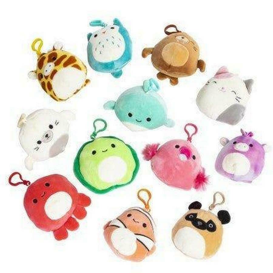 Squishmallow Official Kellytoy Mystery 4 Pack ~ 8 inch, 5 inch, 3.5 inch Clip and 2" Mini Squishville Set