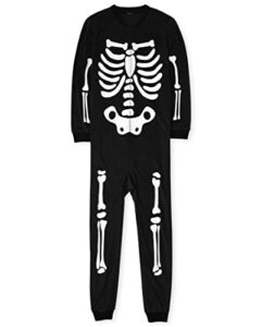 the children's place baby toddler one piece family matching, halloween skeleton pajamas, fleece, 9-12 months