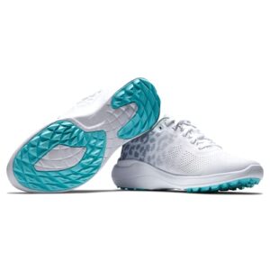 FootJoy Women's FJ Flex Golf Shoe, White/Grey/Leopard, 9