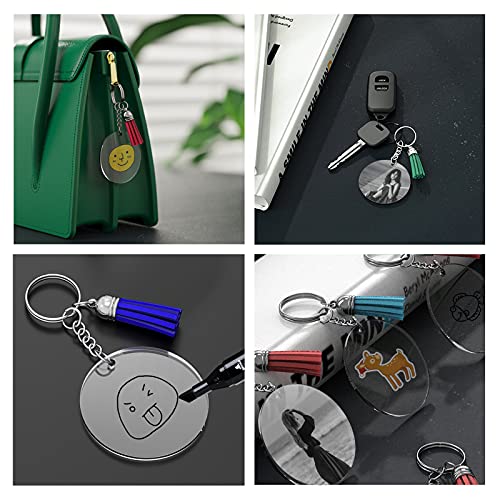 JIARON Acrylic Blank Keychains, 200Pcs Acrylic Blank Keychain kits with 50 Pcs Acrylic Keychain Blanks, 50 Pcs Keychain Tassels 50 Pcs Key Rings with Chain and 50 Pcs Jump Rings for DIY Keychain