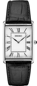 seiko mens essential ss rect case, white, mens standard