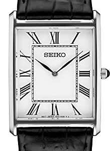 SEIKO Mens Essential SS RECT CASE, WHITE, Mens Standard