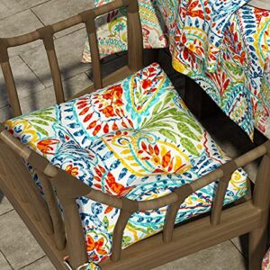 LVTXIII Indoor/Outdoor Square Tufted Wicker Seat Cushions Pack of 2, Patio Decorative Thick Chair Pads Seat Cushions Set for Patio Garden Home, 19”x19”x5”, Paisley Multi