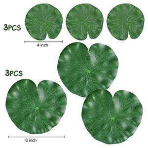 Floating Lily Pads for Ponds, 6Pcs Realistic Lily Pads Leaves Artificial Floating Foam Lotus Leaves Plastic Foam Water Lily Pads Foliage Pond Decor for Pond Pool Koi Fish Patio Aquarium