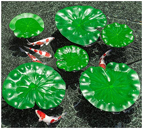 Floating Lily Pads for Ponds, 6Pcs Realistic Lily Pads Leaves Artificial Floating Foam Lotus Leaves Plastic Foam Water Lily Pads Foliage Pond Decor for Pond Pool Koi Fish Patio Aquarium