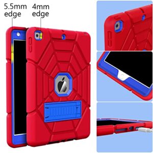 Grifobes for iPad 6th/5th Generation Cases 2018/2017, iPad Air 2 Case 2014 9.7 inch, Heavy Duty Shockproof Rugged Protective iPad 5 6 Gen 9.7" Case with Stand for Kids Boys Children (Red+Blue)