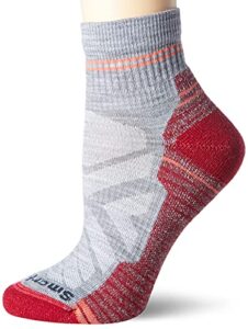 smartwool women's hike light cushion ankle socks, light gray, medium