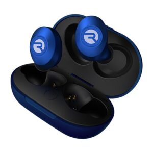 raycon the everyday bluetooth wireless earbuds with microphone- stereo sound in-ear bluetooth headset true wireless earbuds 32 hours playtime (matte blue)