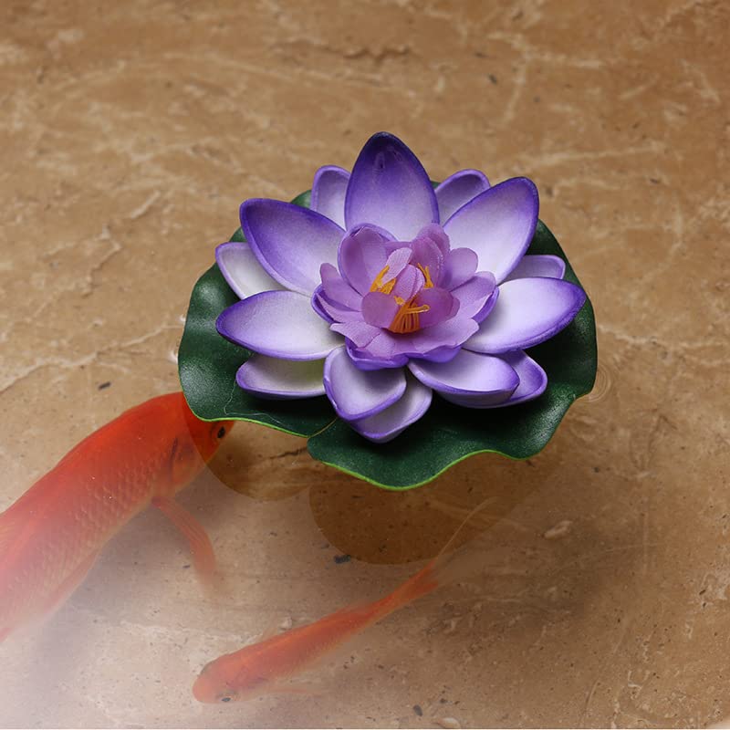 12 Pcs Floating Artificial Lotus Realistic Lily Pads Foam Lotus False Petals Lotus Simulation for Plant Patio Koi Pond Pool Aquarium Home Garden Party Holiday Special Event Decorations,3.9 Inch