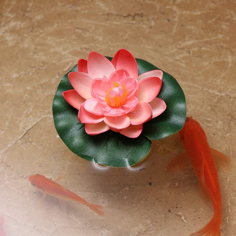 12 Pcs Floating Artificial Lotus Realistic Lily Pads Foam Lotus False Petals Lotus Simulation for Plant Patio Koi Pond Pool Aquarium Home Garden Party Holiday Special Event Decorations,3.9 Inch