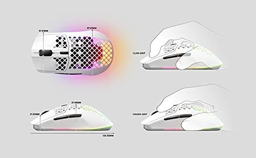 SteelSeries Aerox 3 Wireless - Super Light Gaming Mouse - 18,000 CPI TrueMove Air Optical Sensor - Ultra-lightweight 68g Water Resistant Design - 200 Hour Battery Life – Snow