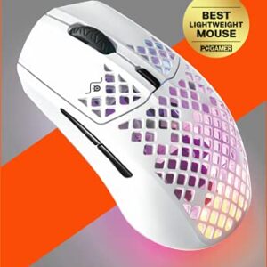 SteelSeries Aerox 3 Wireless - Super Light Gaming Mouse - 18,000 CPI TrueMove Air Optical Sensor - Ultra-lightweight 68g Water Resistant Design - 200 Hour Battery Life – Snow