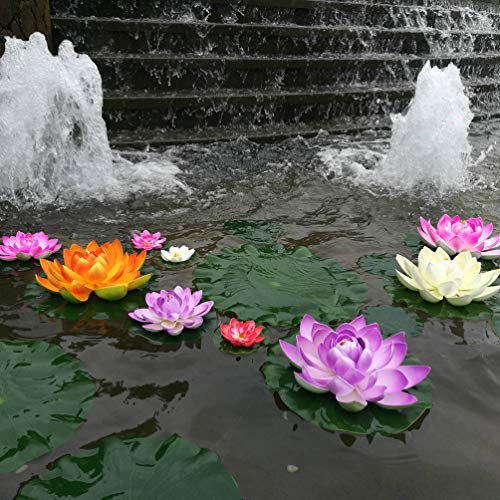 ifundom 5Pcs Lily Pads for Ponds, Artificial Lotus- Water Lily Pads Leaves & Floating Foam Lotuses for Garden Fish Pond Aquarium Pool Wedding Decor