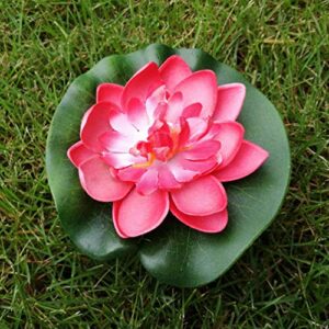 ifundom 5Pcs Lily Pads for Ponds, Artificial Lotus- Water Lily Pads Leaves & Floating Foam Lotuses for Garden Fish Pond Aquarium Pool Wedding Decor