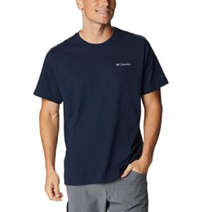 columbia men's thistletown hills short sleeve, collegiate navy heather, x-large