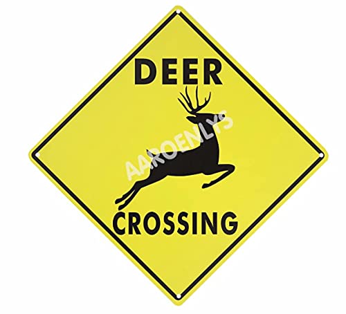 AAROENLYS Metal Tin Sign Deer Xing Crossing Farm Organic Country Yard Sign Aluminum Street Sign for Indoor Outdoor Home Decor Wall Decoration 12x12 Inch